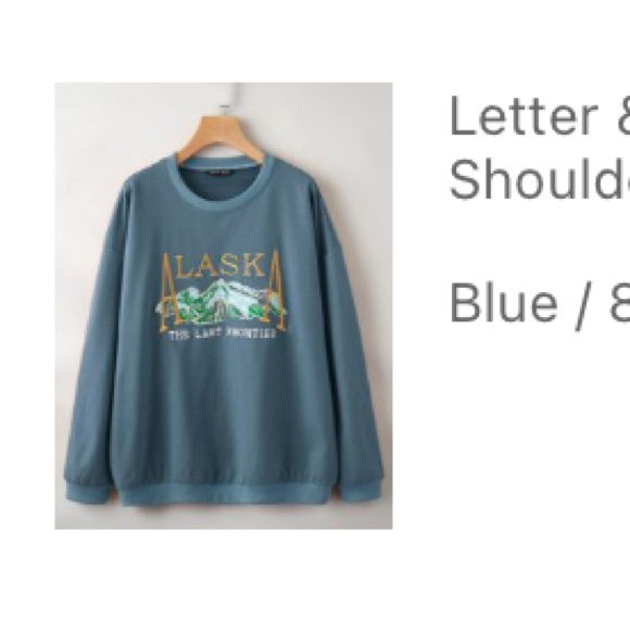 SHEIN | Tops | Alaska Embroidered Drop Shoulder Sweatshirt Shein | Poshmark